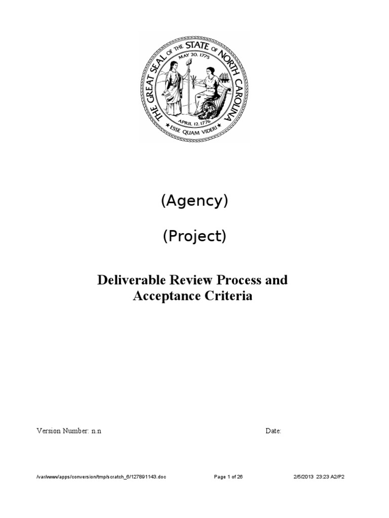 Project Acceptance Criteria | Specification (Technical Standard ...