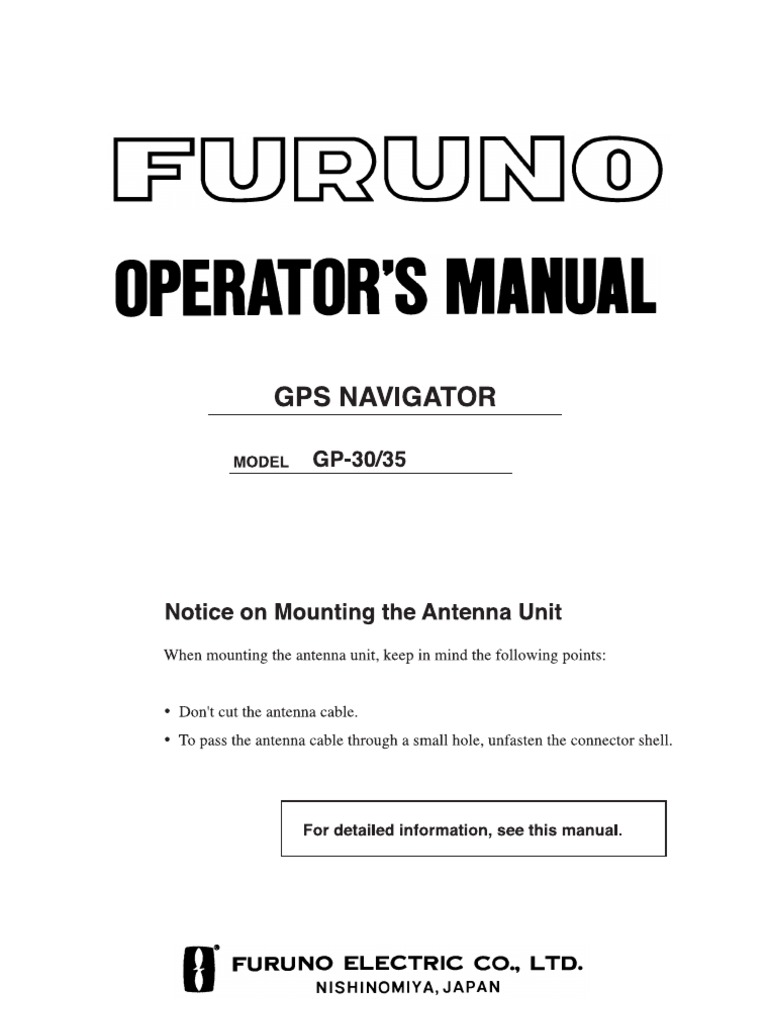 Furuno GP30-35 GPS Operators Manual | PDF | Navigation | Global ...