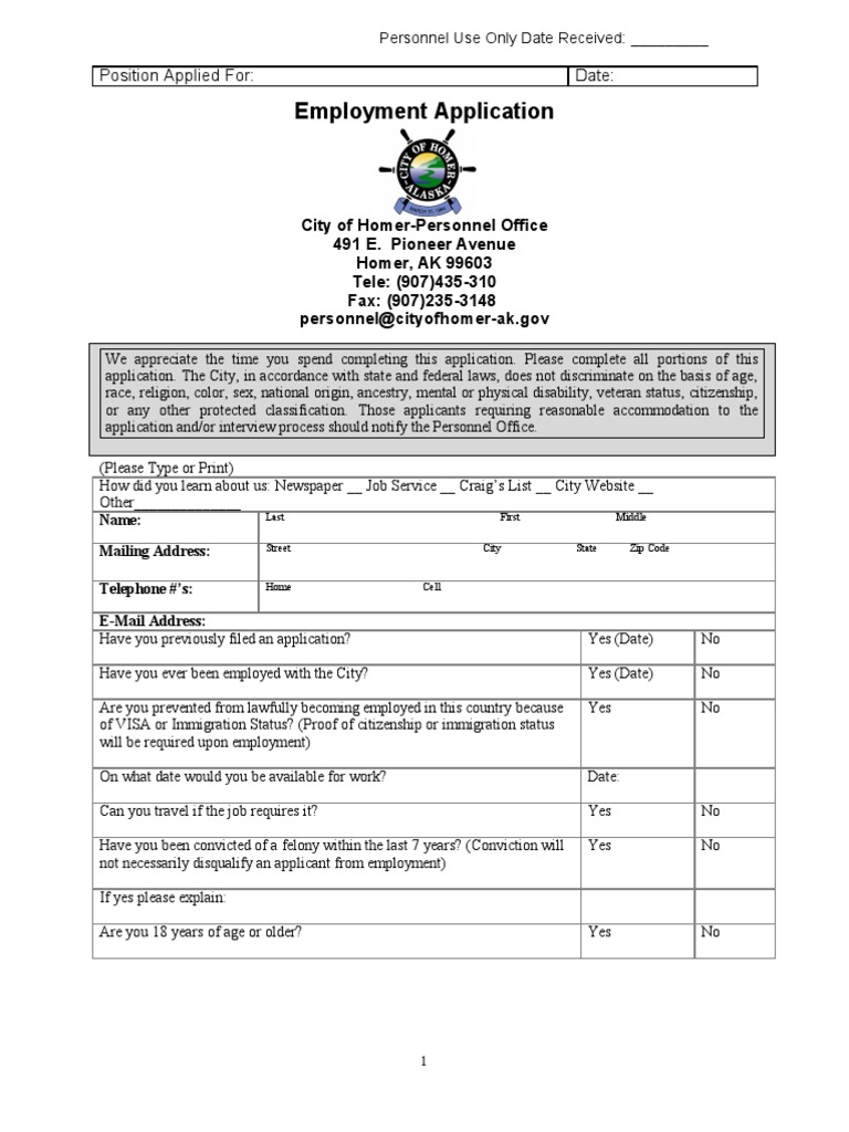 Employment Application: Position Applied For: Date | PDF | Race And ...