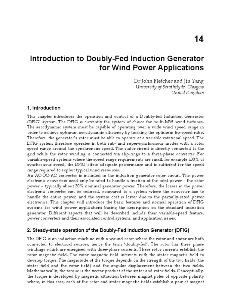 Doubly Fed Induction Generator For Wind Turbines Pdf Power Inverter Ac Power