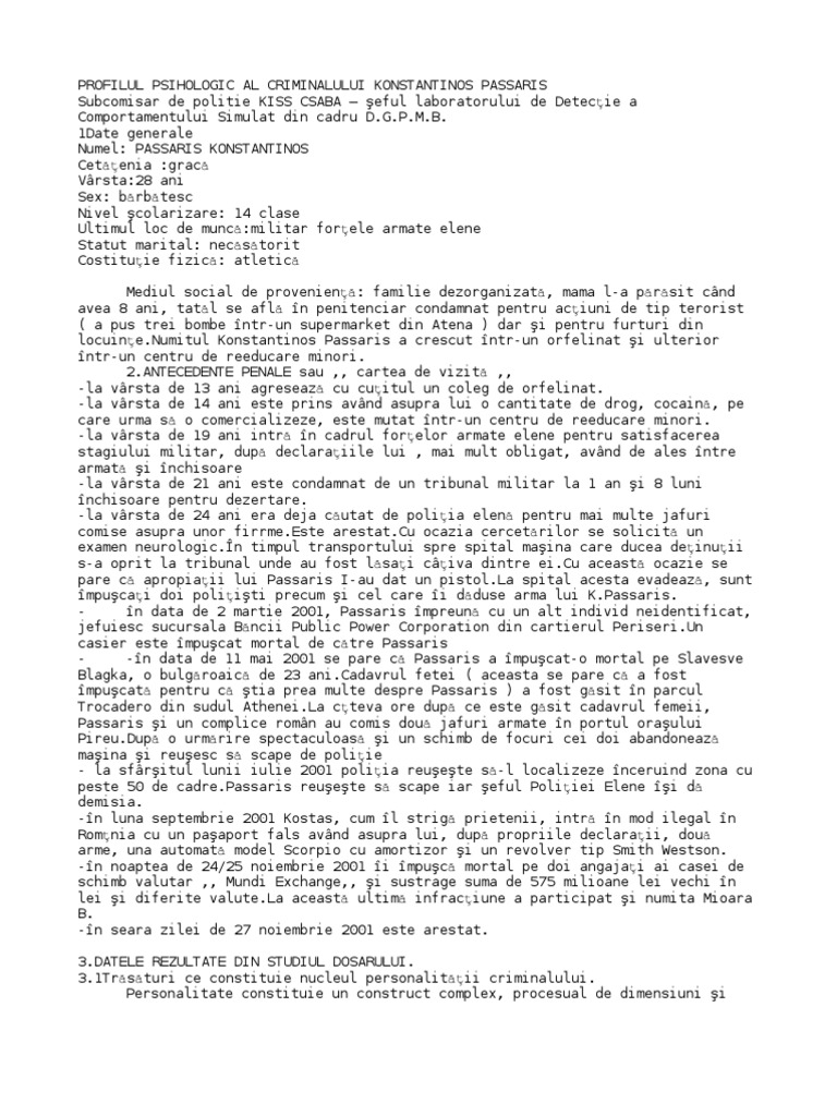 Profil Psihologic Passaris | PDF