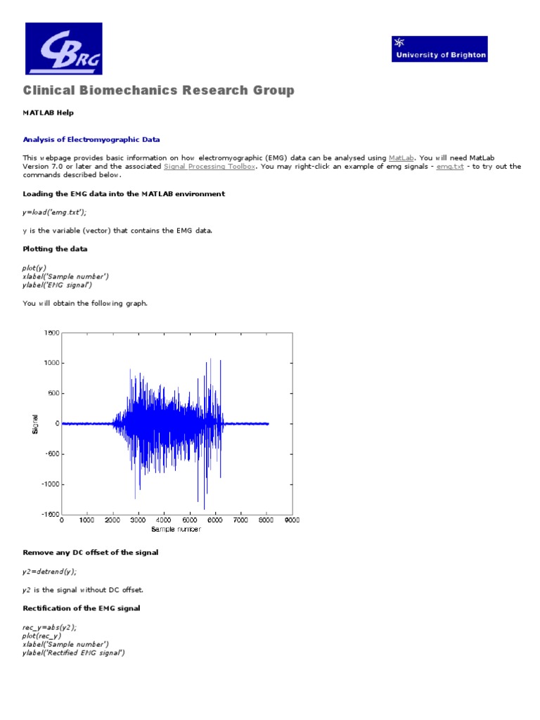EMG Help With Matlab | PDF | Electromyography | Signal Processing