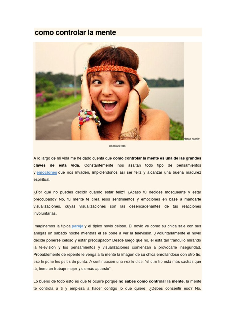 Como Controlar La Mente¿ | PDF | Mente | Las emociones
