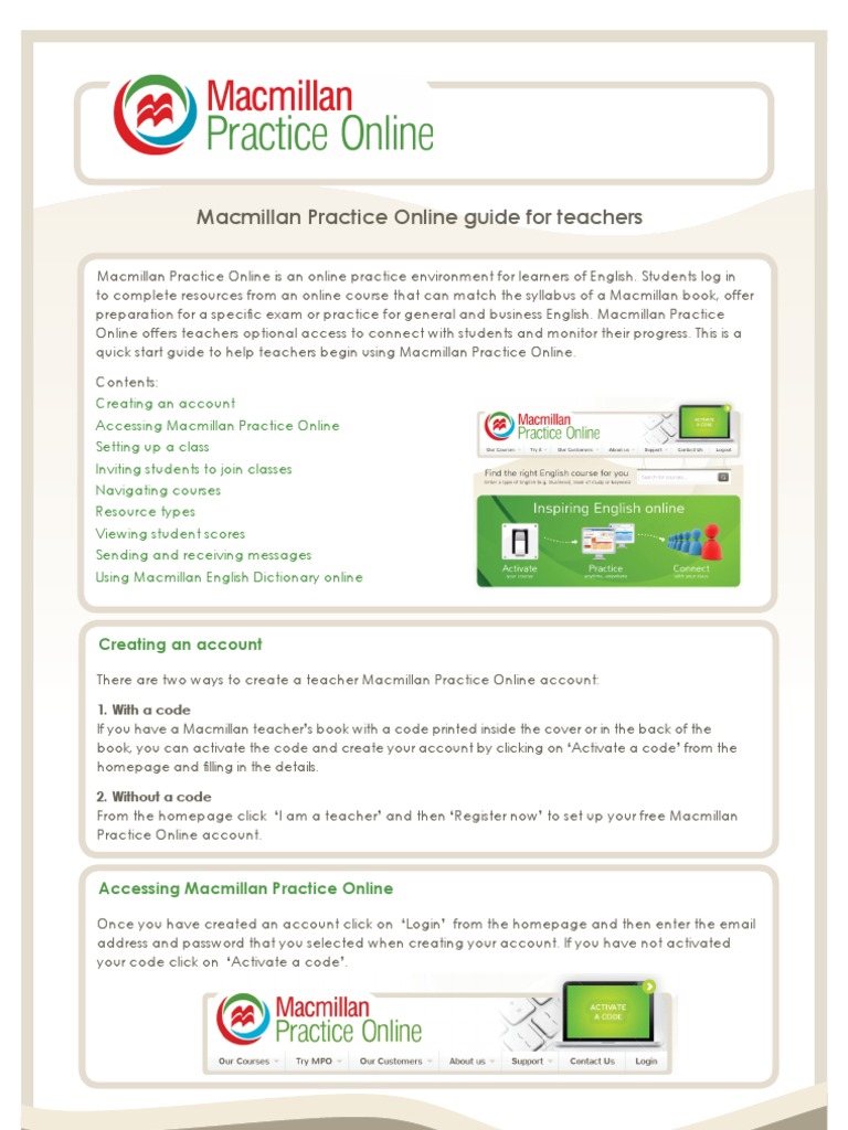 Macmillan Practice Guide For Teachers | PDF | Password | Online And Offline