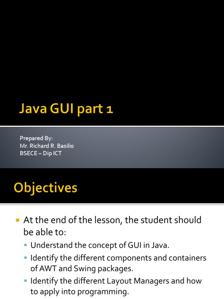 GUI | PDF | Graphical User Interfaces | Java (Programming Language)