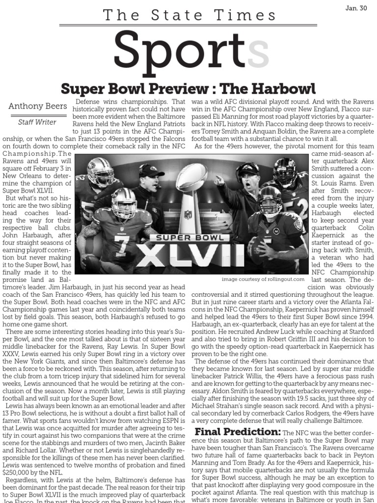 Sport: Super Bowl Preview: The Harbowl | PDF | San Francisco 49ers ...