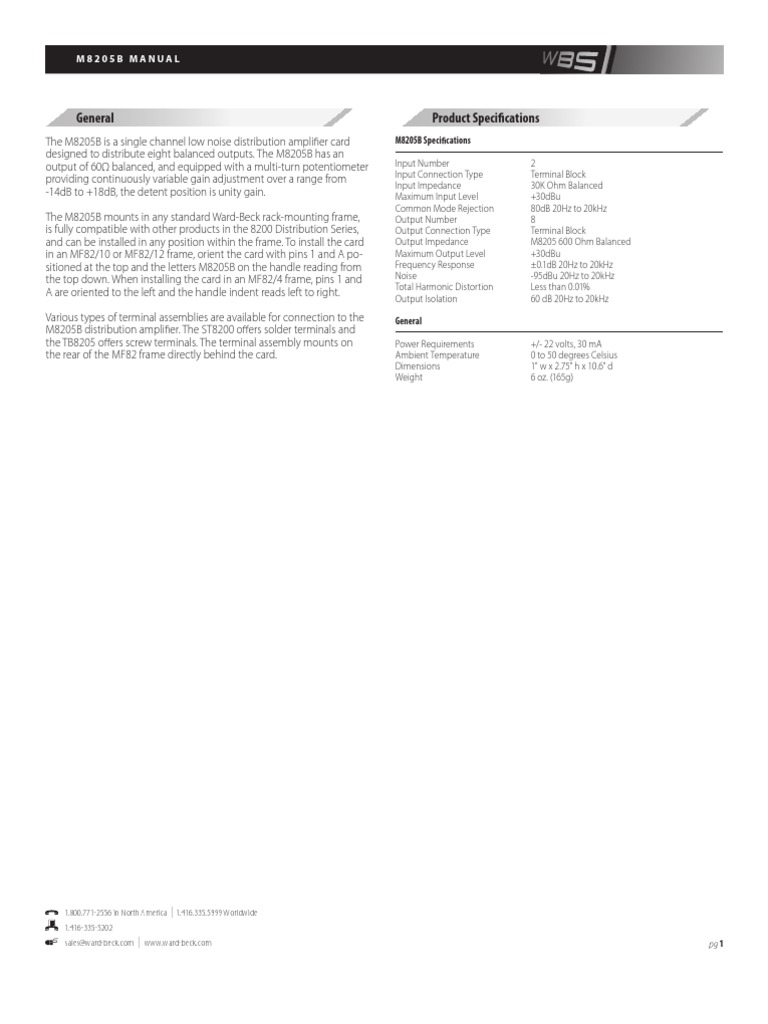 Ward Beck M8205B Schematic | Download Free PDF | Amplifier | Computer ...