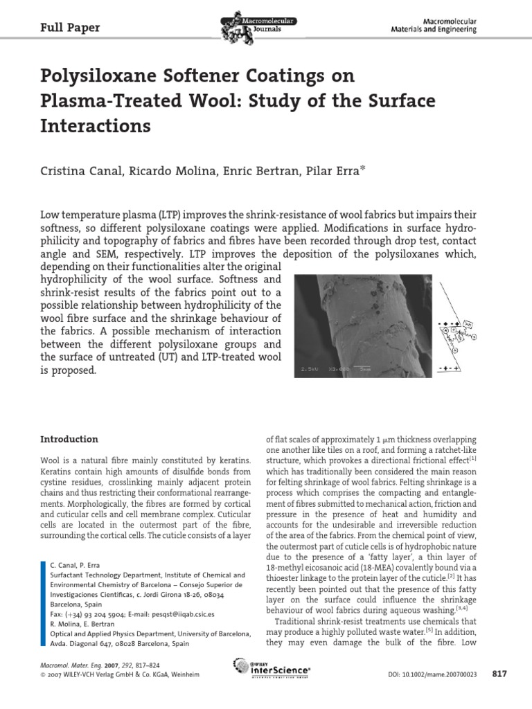 Polysiloxane Softener Coatings | PDF | Wetting | Hydrophobe