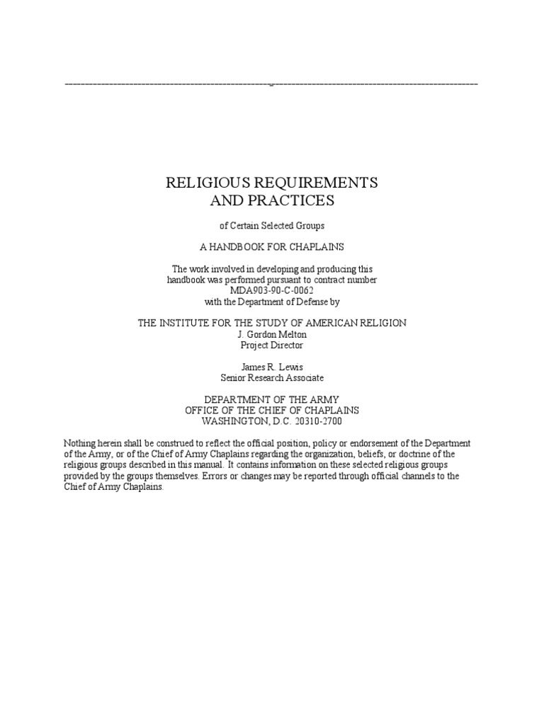 Army Chaplain's World Religion Guide Book | PDF | The Church Of Jesus ...