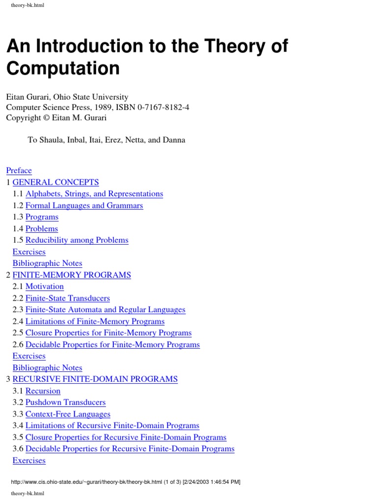 Theory Of Computation Toc Eitan Gurari Pdf String Computer Science Set Mathematics