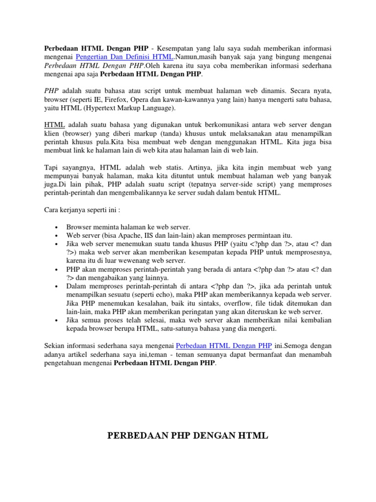 Perbedaan HTML Dengan PHP | PDF | Komputer