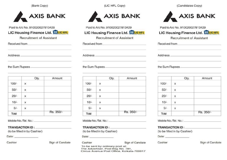 Axis Bank Receipt | PDF