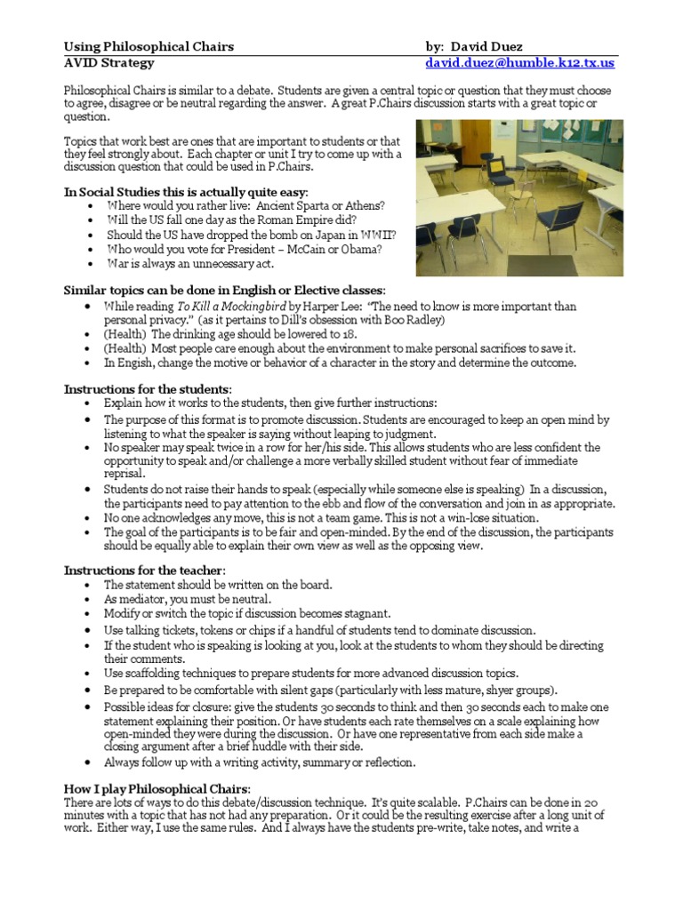 Implementing Philosophical Chairs in Class | PDF | Conversation ...