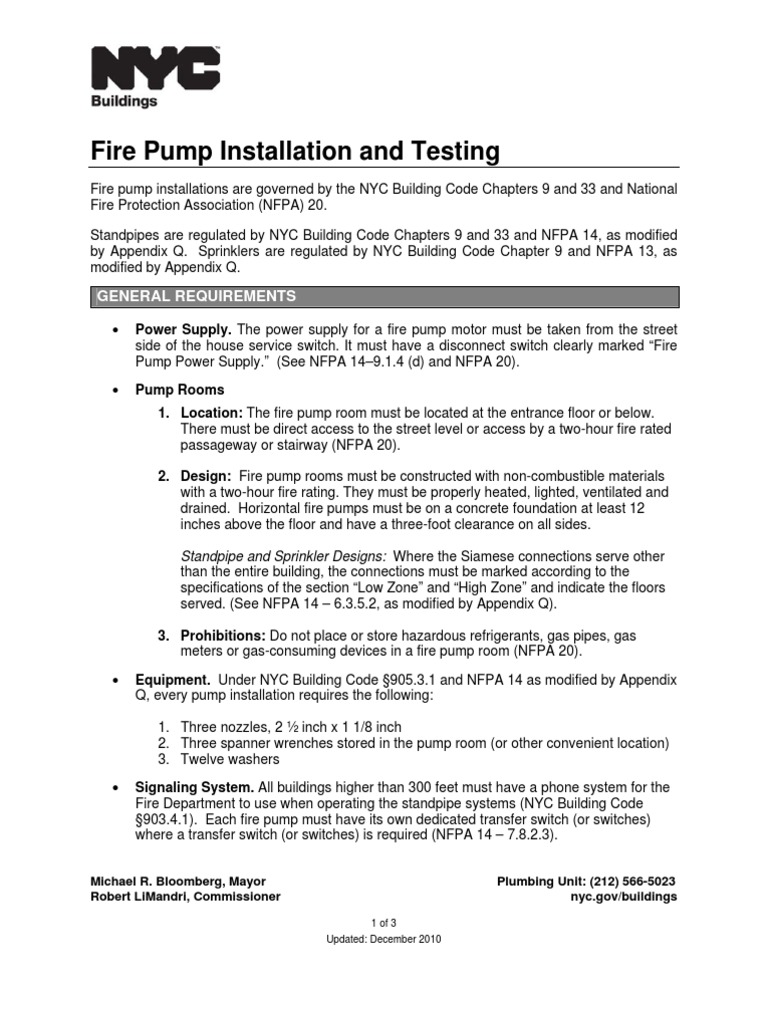 Fire Pump Installation Guide | PDF | Fire Sprinkler System | Pump