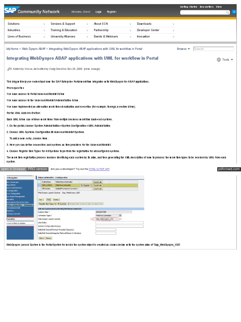 Integrating WebDynpro ABAP Applications With UWL For Workflow in Portal | PDF | Web Browser ...