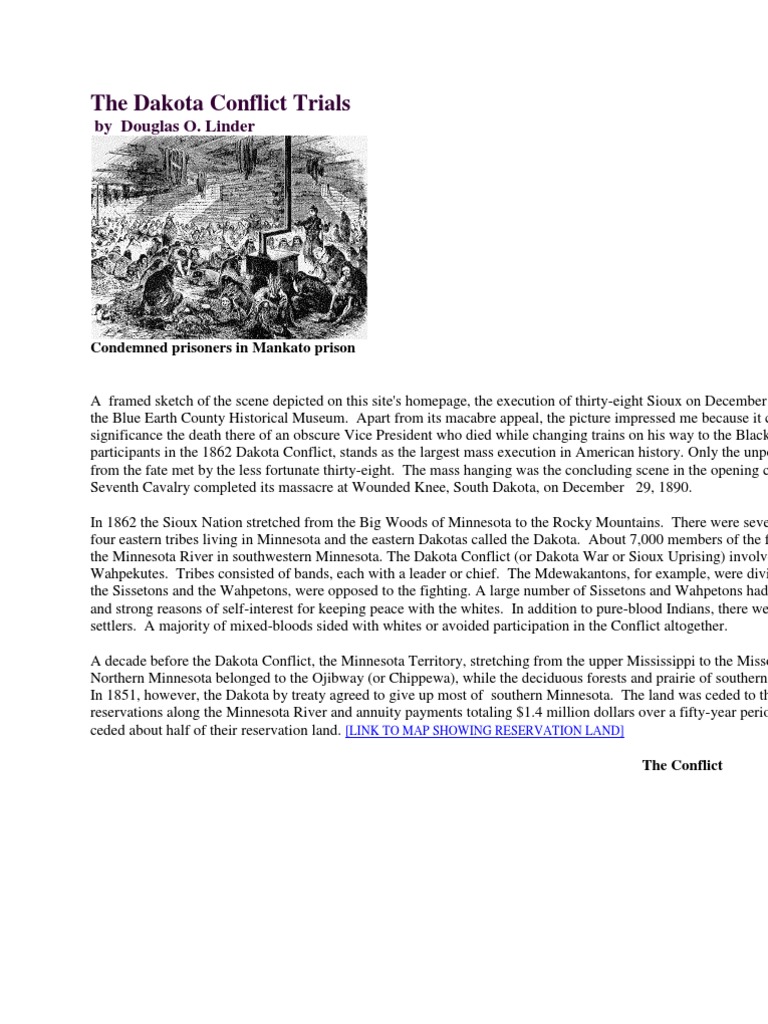 The Dakota Conflict Trials: by Douglas O. Linder | PDF | Dakota People ...