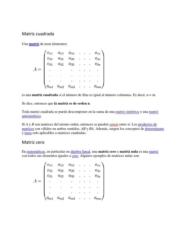 Matriz Cuadrada | PDF | Matriz (Matemáticas) | Análisis matemático