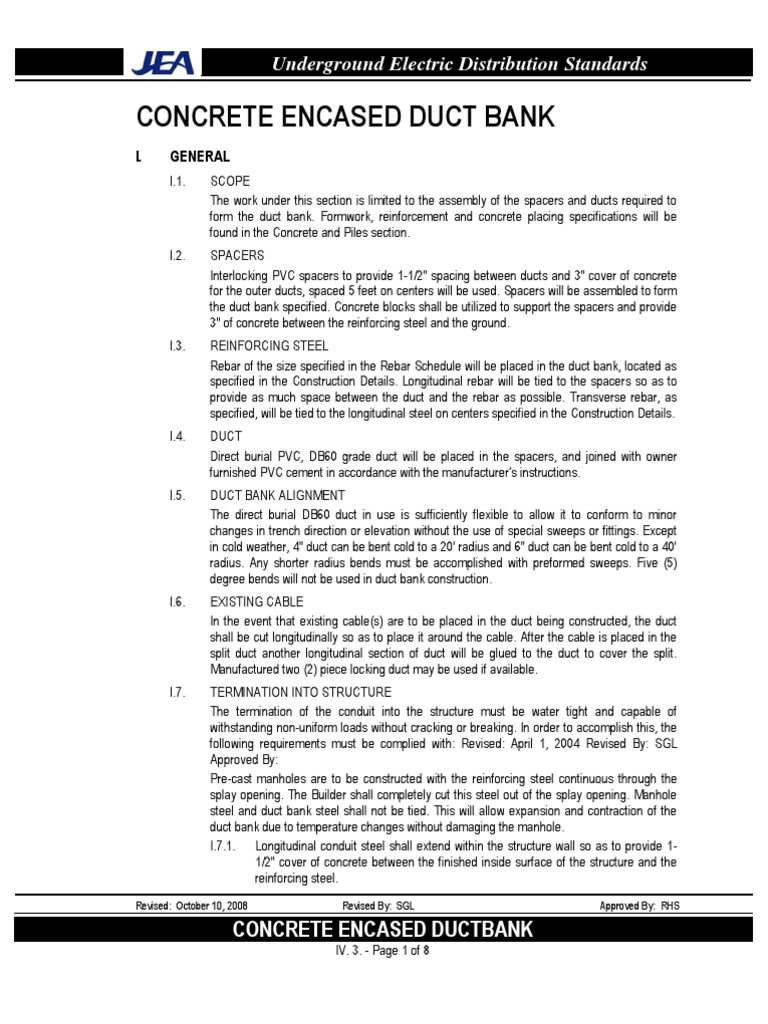 Concrete Encasement Duct Bank Standards | PDF | Duct (Flow) | Industries