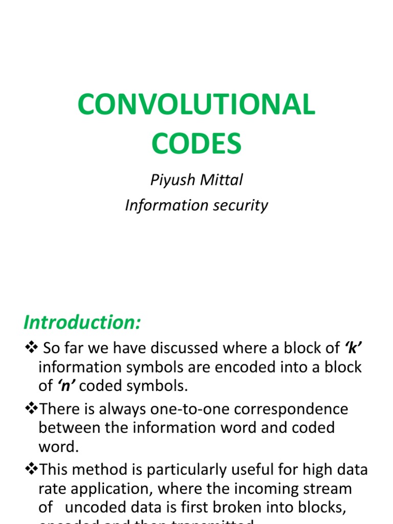 Convolutional Codes Pdf Data Transmission Areas Of Computer Science