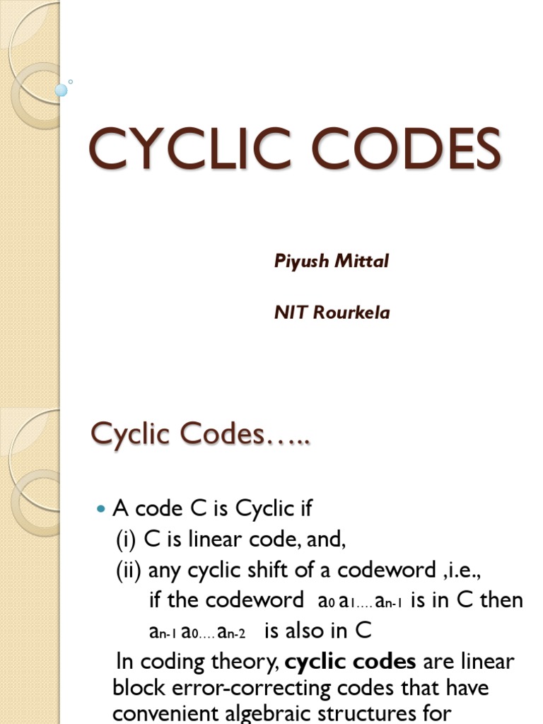 Cyclic Codes | PDF | Functions And Mappings | Ring Theory