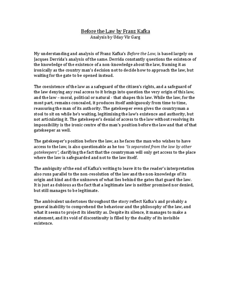 Kafka's Law: A Philosophical Paradox | PDF | Law