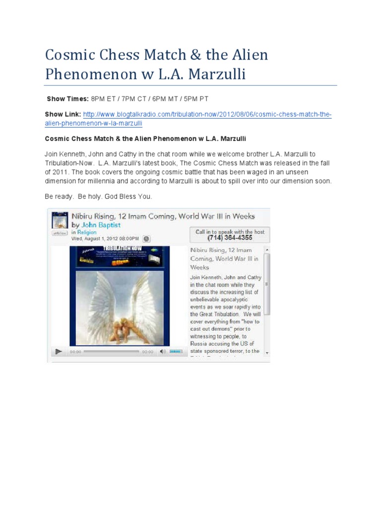 Cosmic Chess Match with L.A. Marzulli | PDF | Chemical Warfare | Book ...