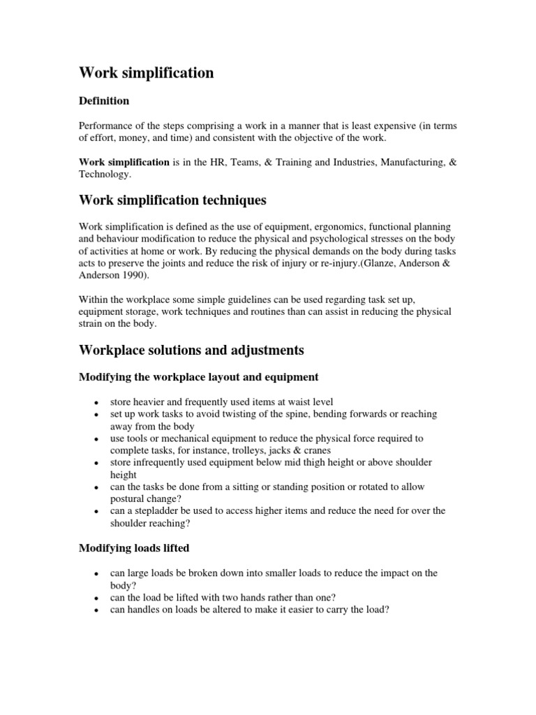 Work Simplification | PDF | Crane (Machine) | Business