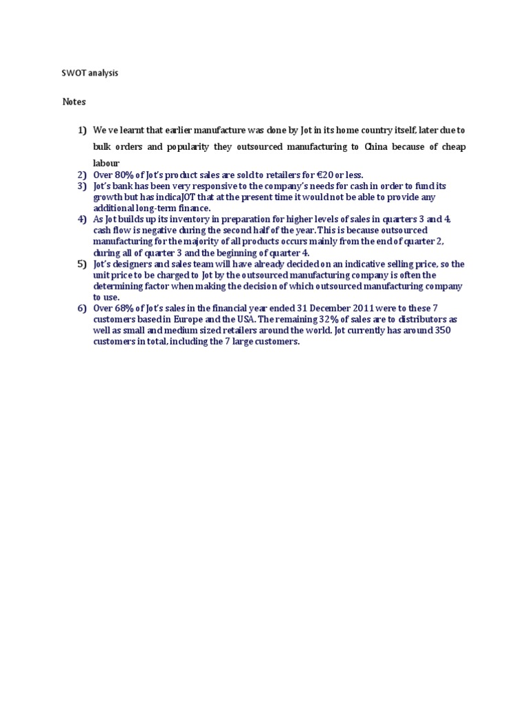 Swot Analysis Sample of Toy Industry | PDF | Retail | Outsourcing