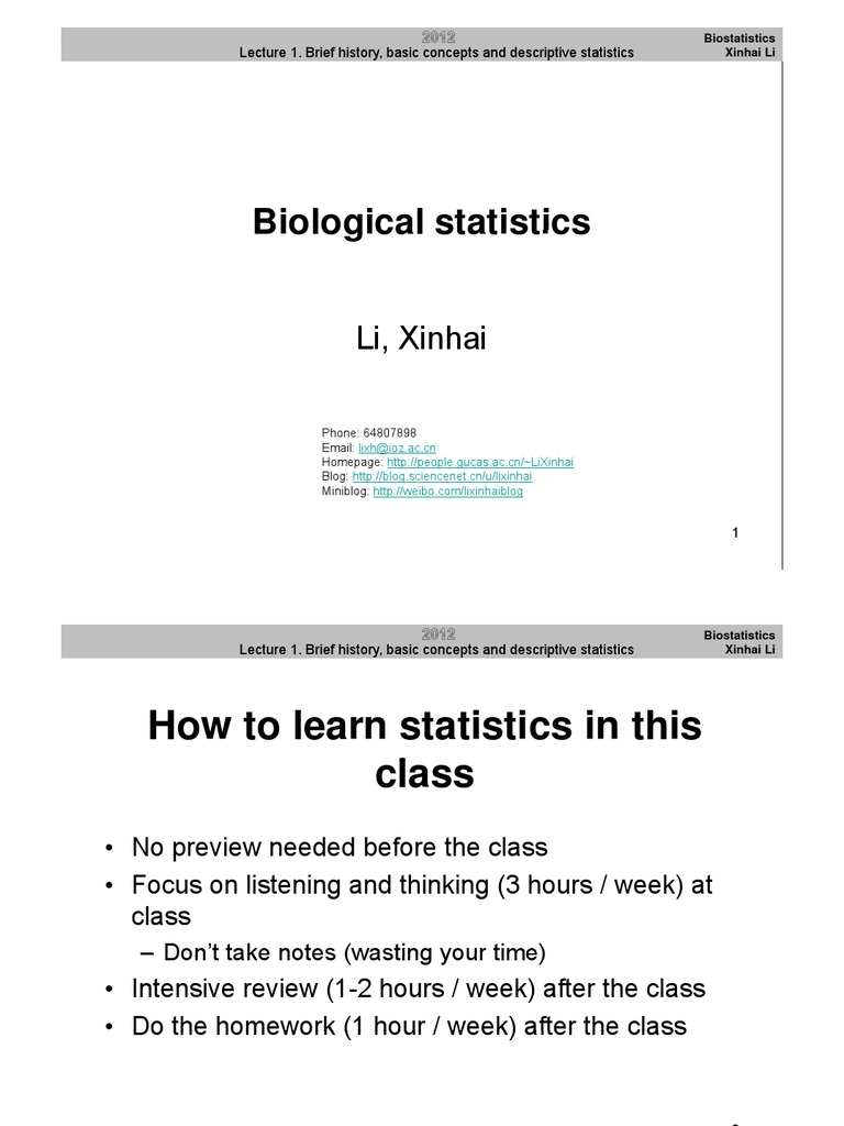 Introduction To Biostatistics: Part 1 | PDF | Coefficient Of Variation | Standard Error
