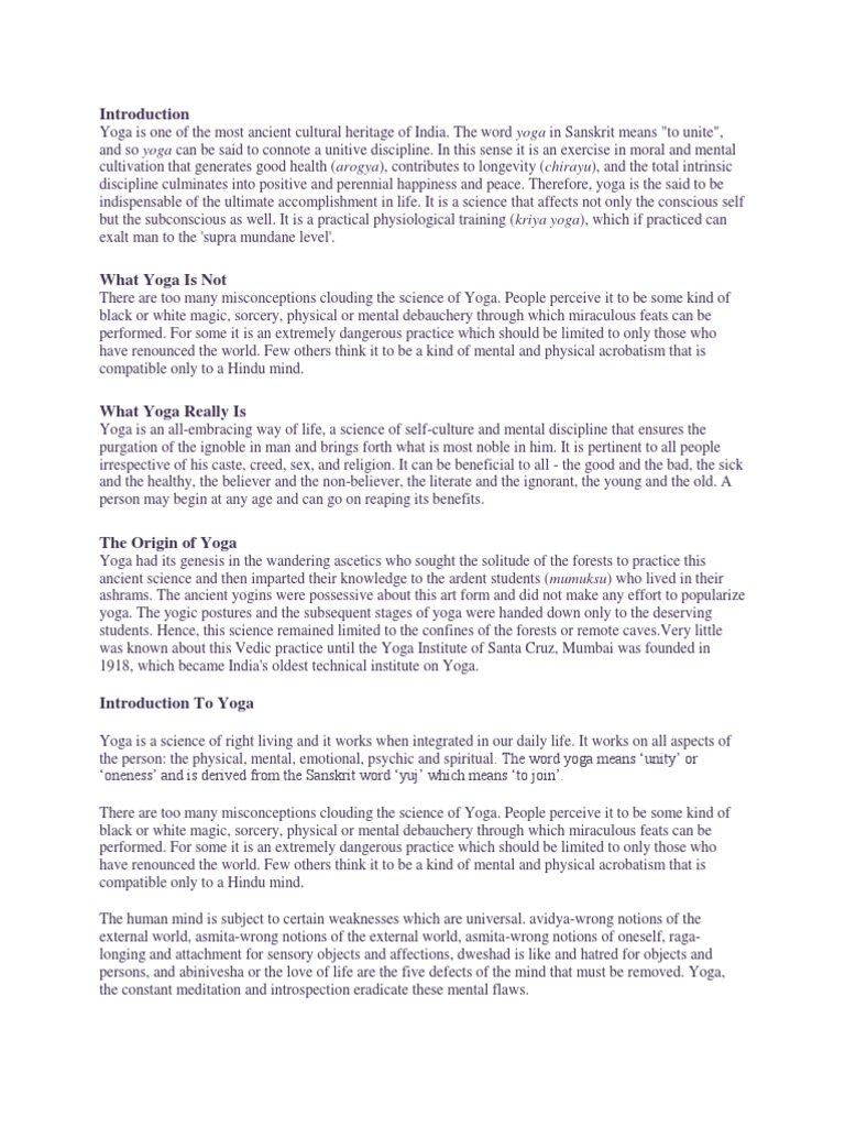 Yoga: A Comprehensive Overview | PDF