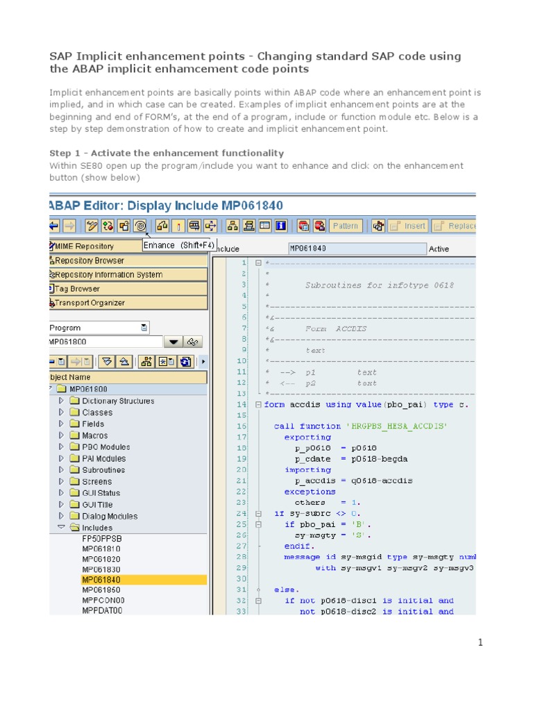 SAP Implicit Enhancement Points | PDF
