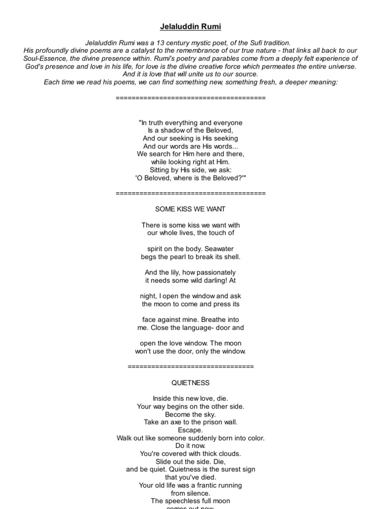 Selected Mystical Poems of Rumi | PDF | Rumi | Dream