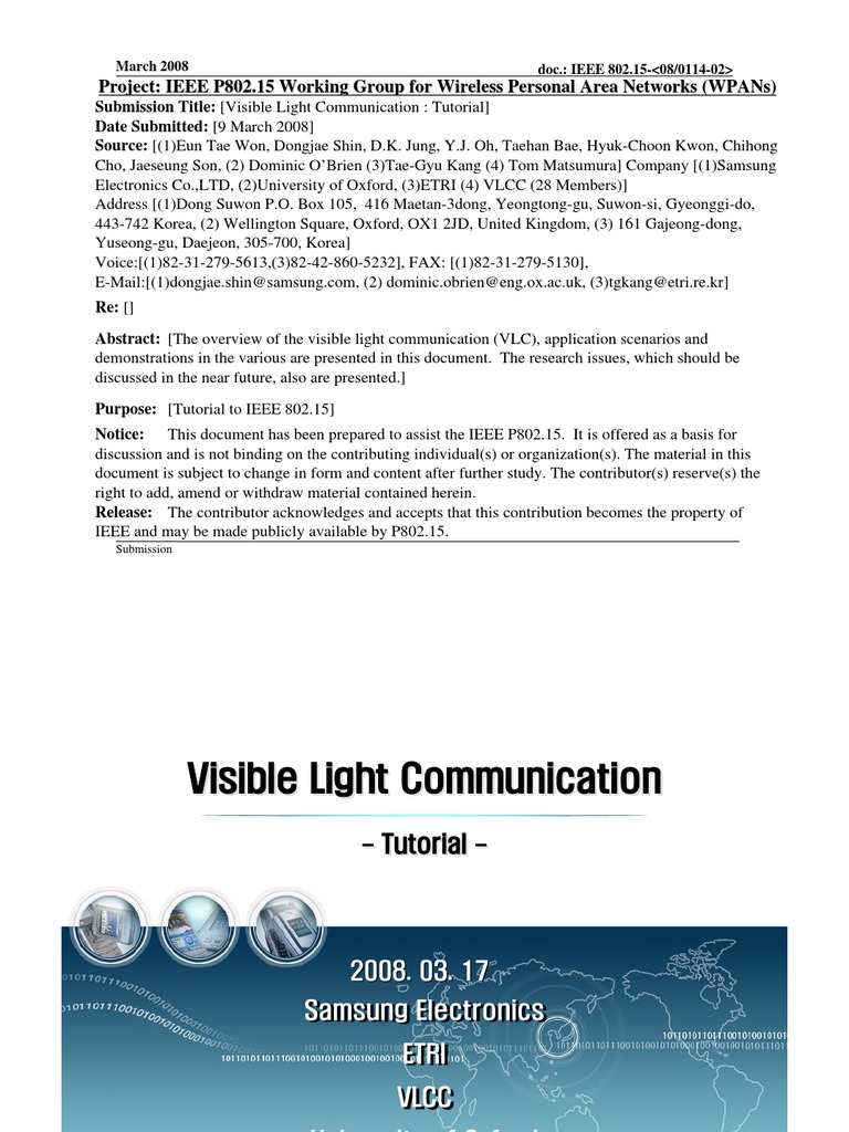 Introduction to Visible Light Communication: A Tutorial on Fundamentals ...