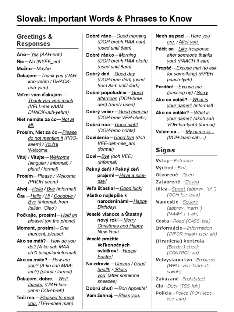 Slovak--Important Words and Phrases | Grammatical Gender | Linguistics