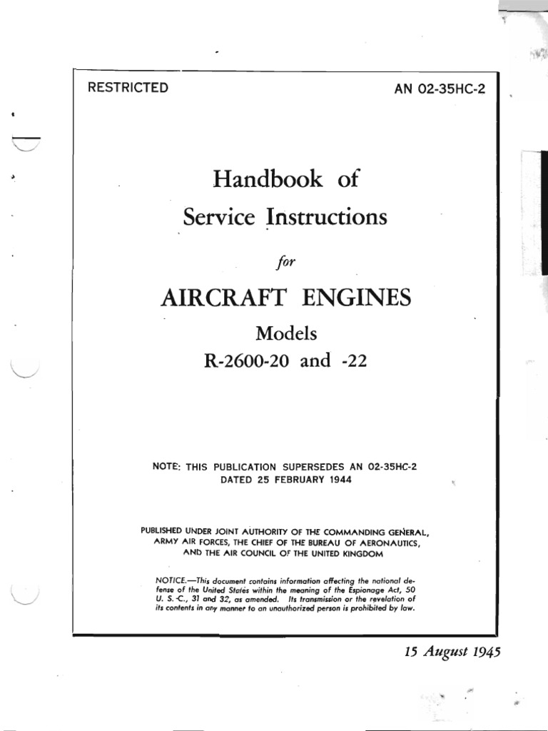 Wright Cyclone R-2600-20-22 Engine Maintenance Manual | PDF | Aircraft ...