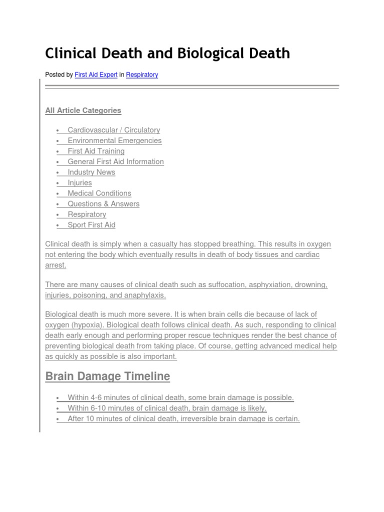 Clinical Death | PDF | Death | Medicine