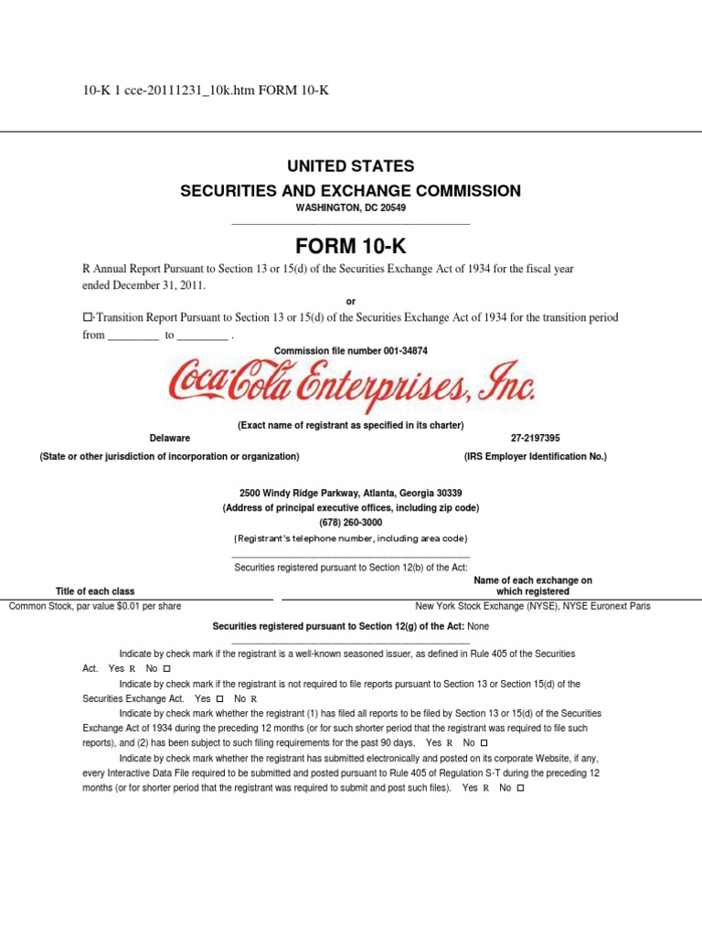 Article On Coca Cola | PDF | Form 10 K | Business
