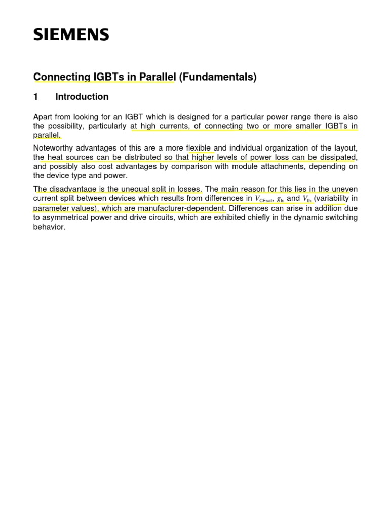 Connecting IGBTs in Parallel | PDF | Field Effect Transistor | Electric ...