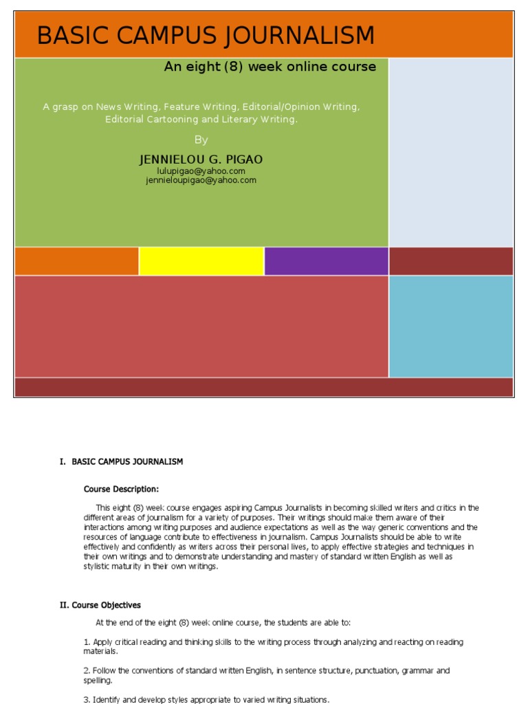 Basic Campus Journalism Syllabus Final Pdf Journalism Journalist