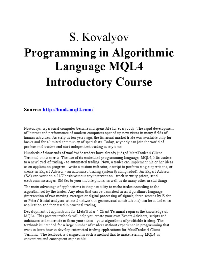 mql4 Book | Download Free PDF | Integer (Computer Science) | Data Type