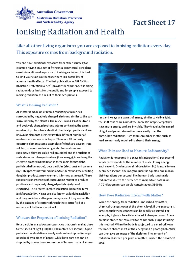 Ionising Radiation and Health: Fact Sheet 17 | PDF | Ionizing Radiation ...