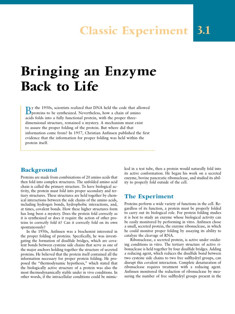 Anfinsen's Ribonuclease Folding Study | PDF | Genetic Code | Reverse ...