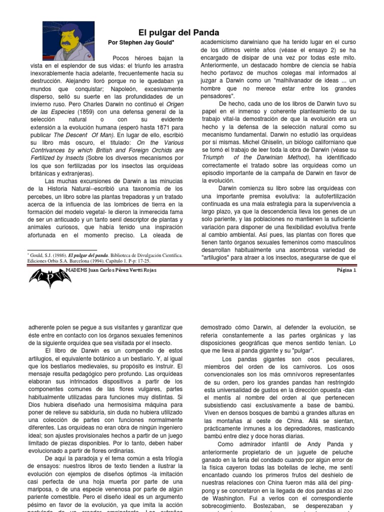 El Pulgar Del Panda | PDF | Charles Darwin | Evolución