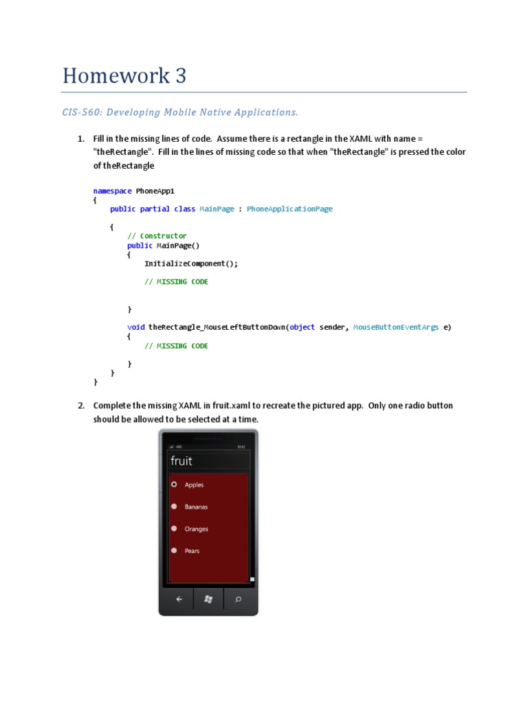 Mobile App Development Homework | PDF