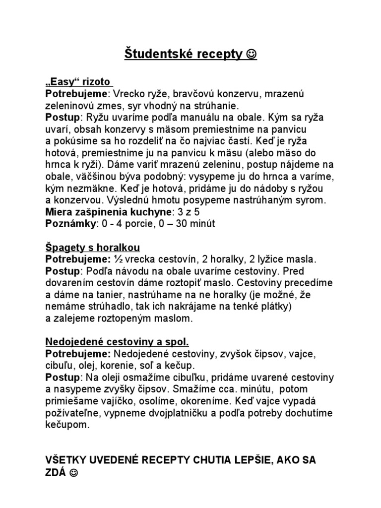 Studentske Recepty | PDF