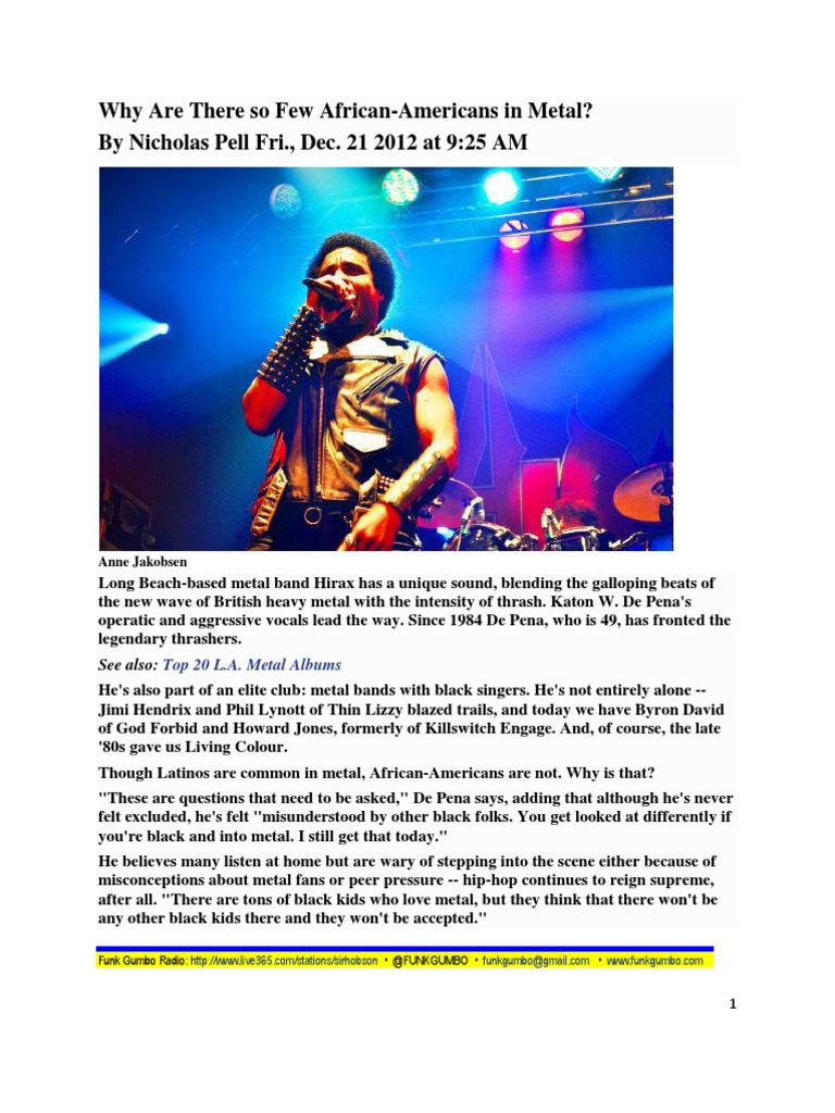 African Americans in Heavy Metal Scene | PDF | Heavy Metal Music | Rock ...
