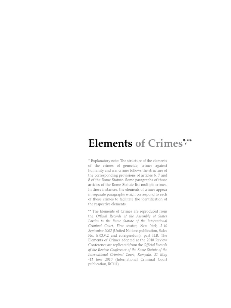 Elements of Crime | Crimes Against Humanity | War Crime