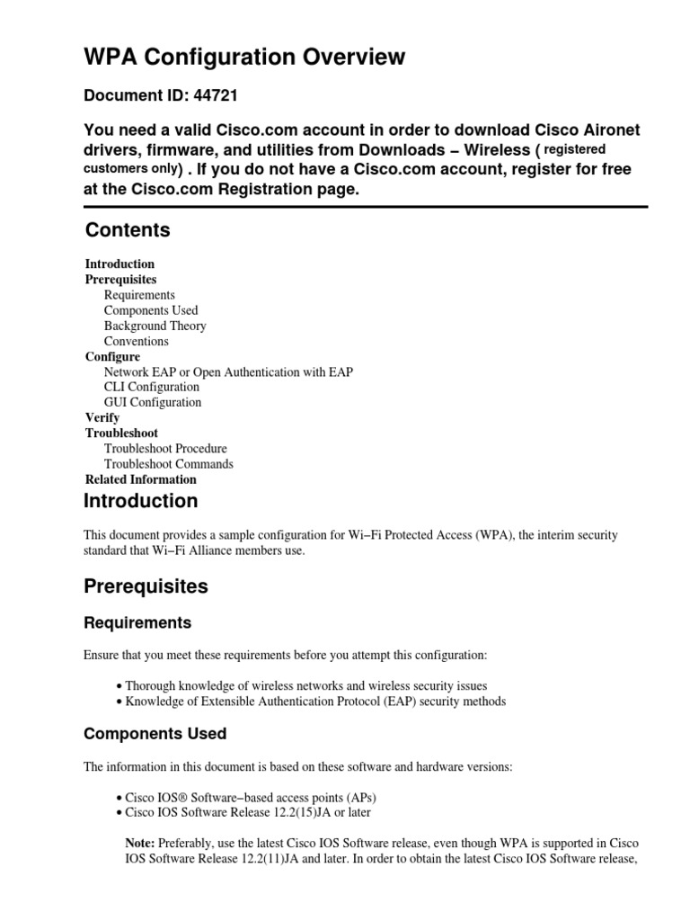 WPA Configuration Overview: Registered Customers Only | PDF | Radius ...