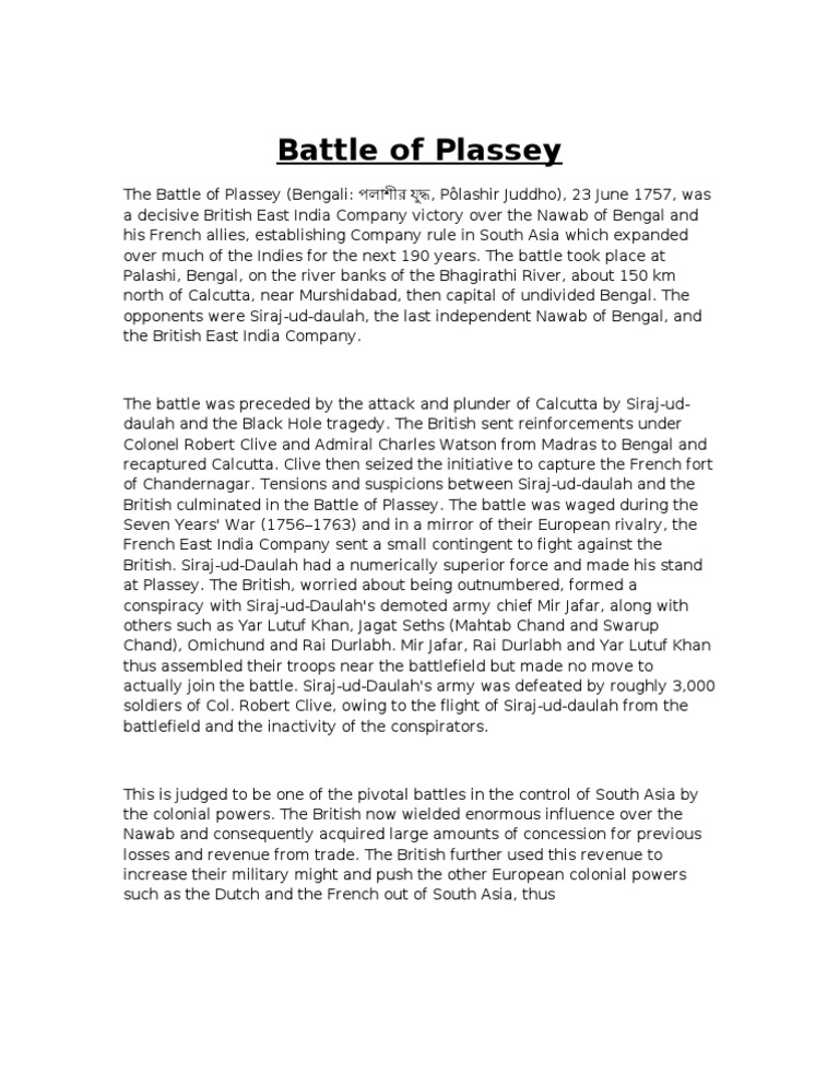 Battle of Plassey | PDF