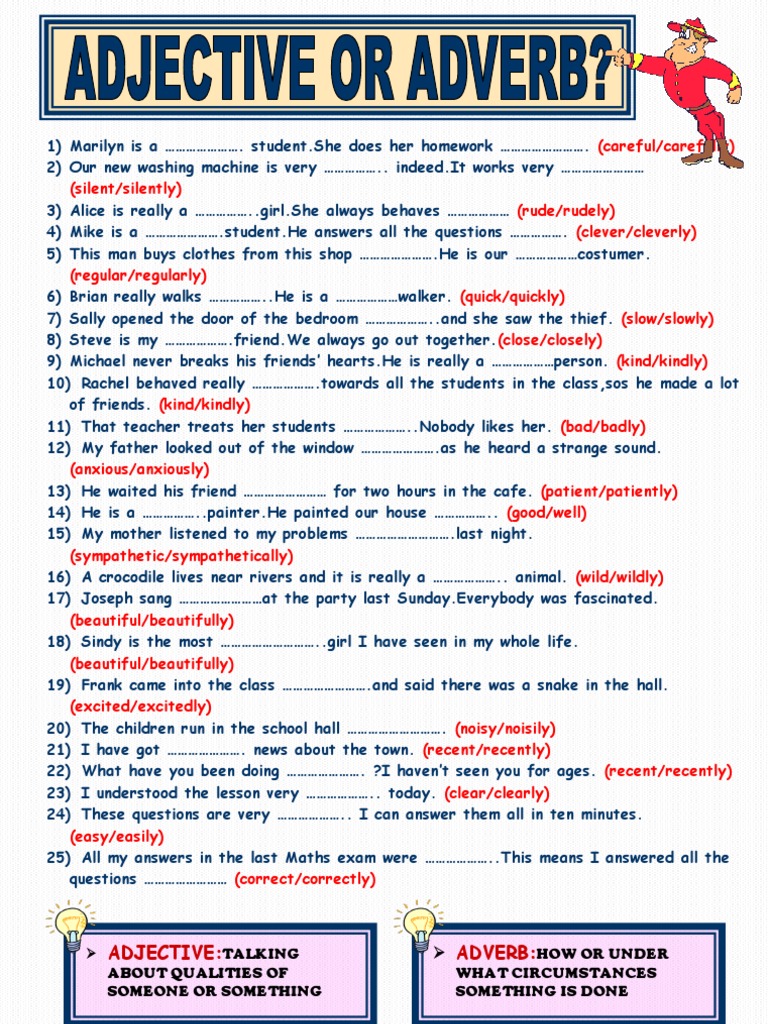 Adjectives and Adverbs Worksheet | PDF